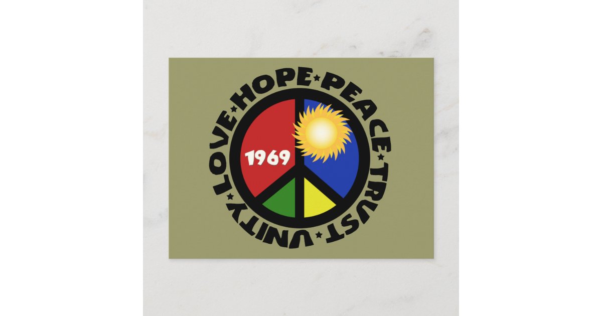 Hope Peace Love Trust Unity Postcard | Zazzle