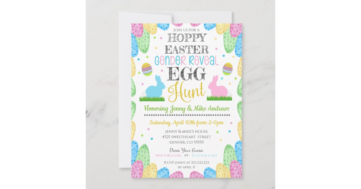 Hoppy Easter Gender Reveal Party Invitation | Zazzle