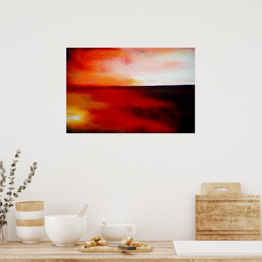 Horizontal Red Abstract Rectangle Art Print Poster | Zazzle