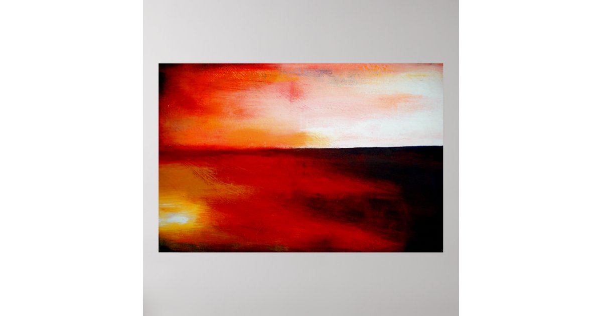 Horizontal Red Abstract Rectangle Art Print Poster | Zazzle