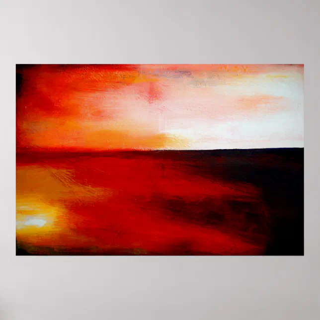 Horizontal Red Abstract Rectangle Art Print Poster | Zazzle