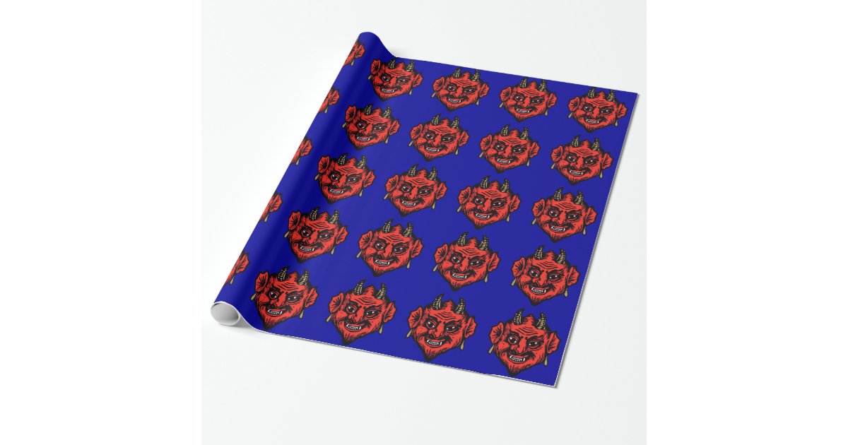 Horned Red Satan Devil Face Wrapping Paper | Zazzle