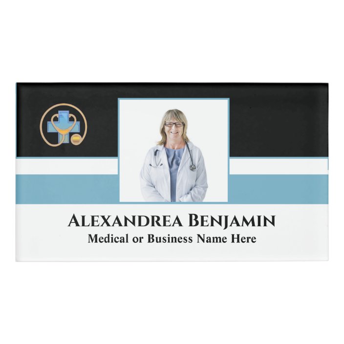 Hospital Business Employee Name Photo Logo Custom Name Tag | Zazzle.co.uk