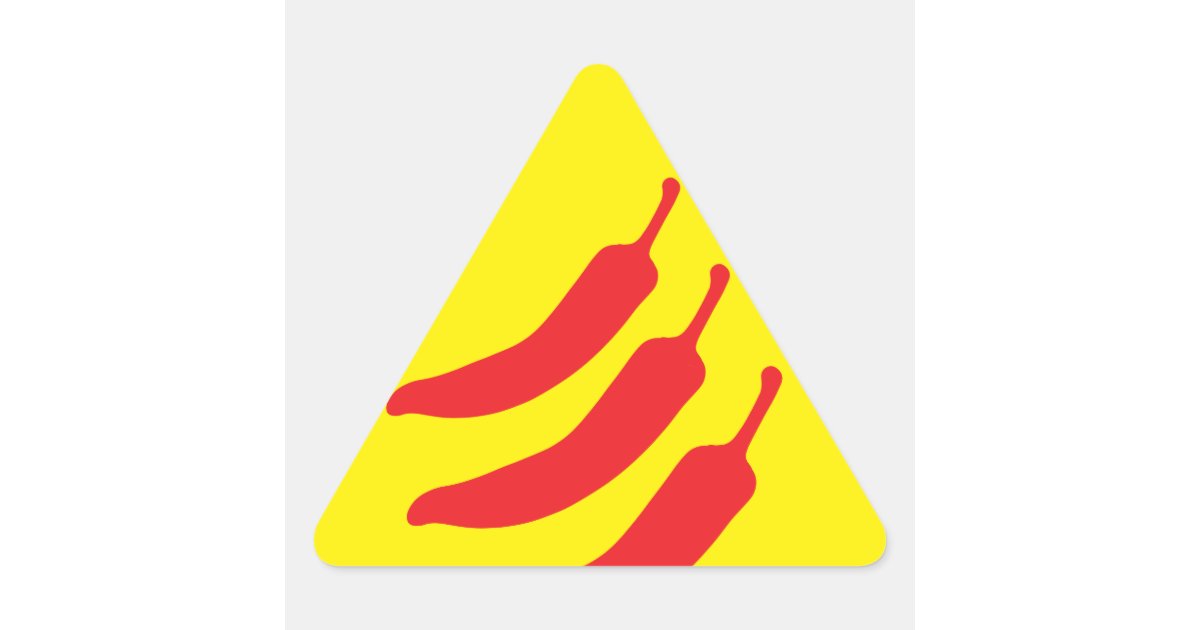 Hot Chilli Pepper Three Warning Sign Triangle Sticker | Zazzle