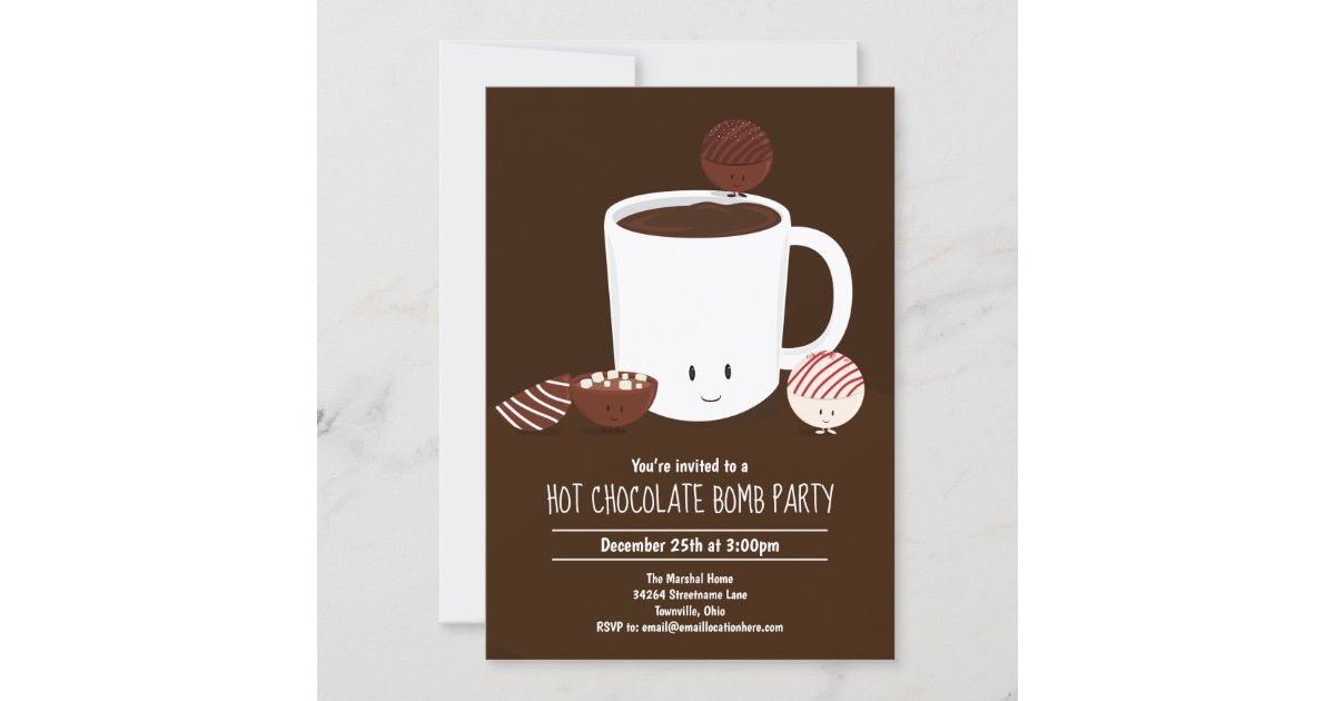 Hot Chocolate Bomb Hot Cocoa Party Invitation | Zazzle