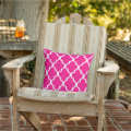 Hot Pink Outdoor Pillows Quatrefoil Lattice | Zazzle