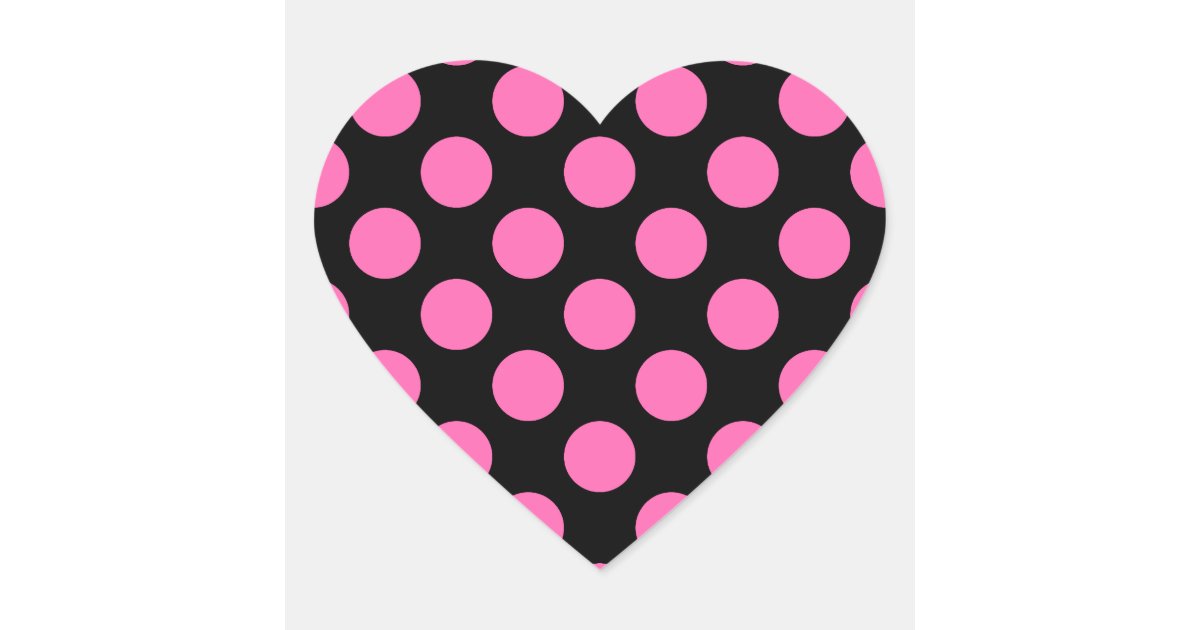 Hot Pink Polka Dots Heart Sticker | Zazzle