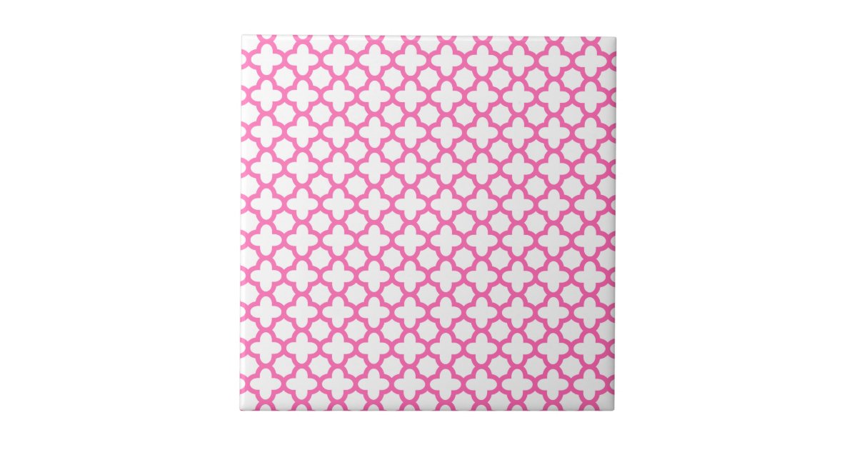 Hot Pink Quatrefoil Pattern Tile | Zazzle