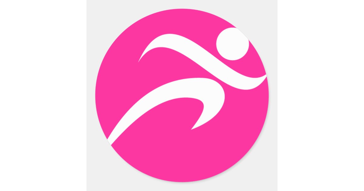 Hot Pink Running; Runner Classic Round Sticker | Zazzle