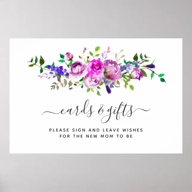 Hot-Pink Watercolor Floral Cards and Gifts Poster | Zazzle