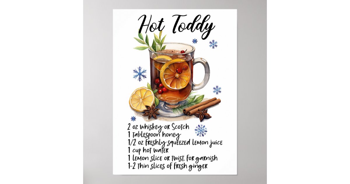 Hot Toddy Recipe Wall Poster | Zazzle