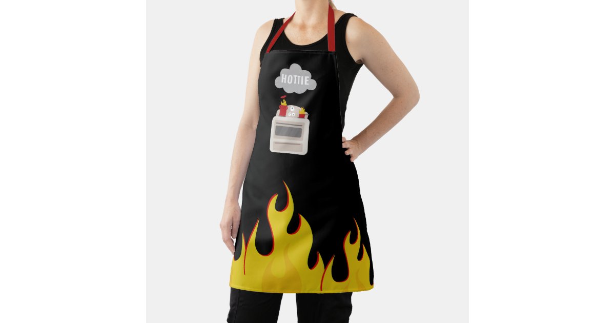 Hottie Kitchen Fire Flames Apron | Zazzle