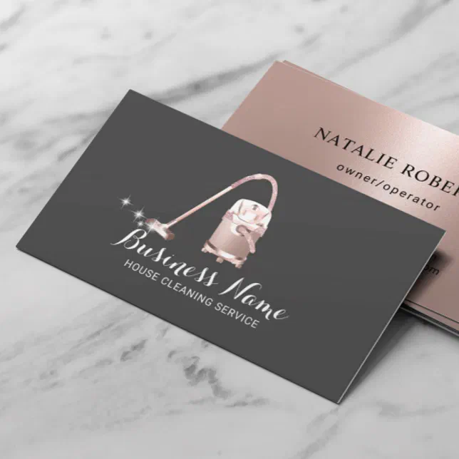 House Cleaning Service Rose Gold Vacuum Cleaner Business Card | Zazzle