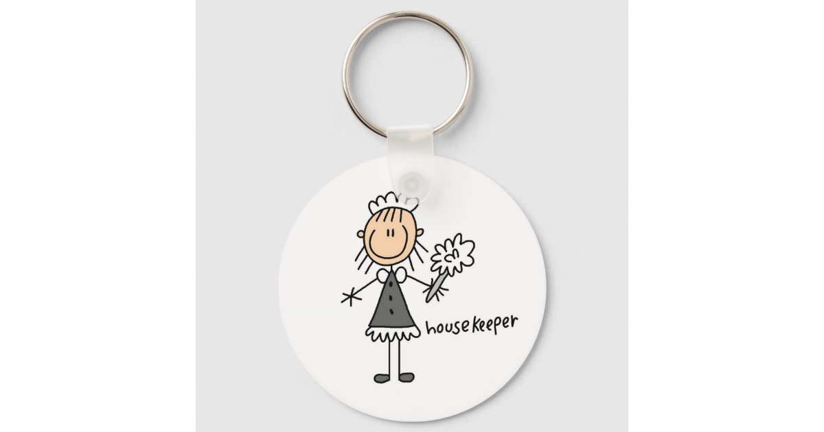 Housekeeper Stick Figure Key Ring | Zazzle