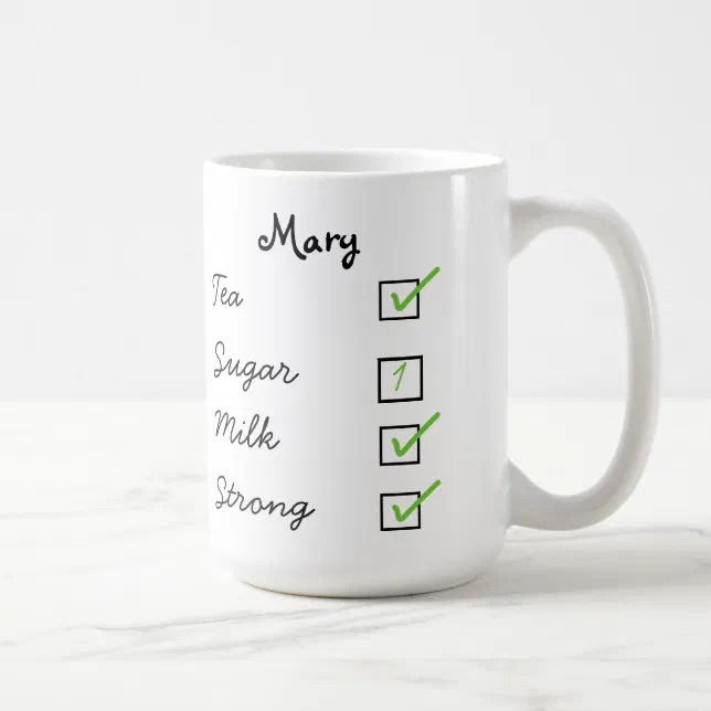 How do you like your tea personalised tick box mug | Zazzle