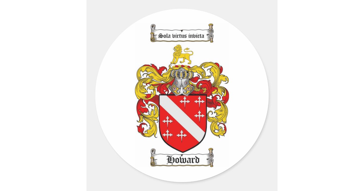 HOWARD FAMILY CREST - HOWARD COAT OF ARMS CLASSIC ROUND STICKER | Zazzle