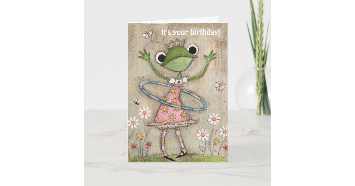 Hula Hoop Frog - Birthday Card | Zazzle.co.uk