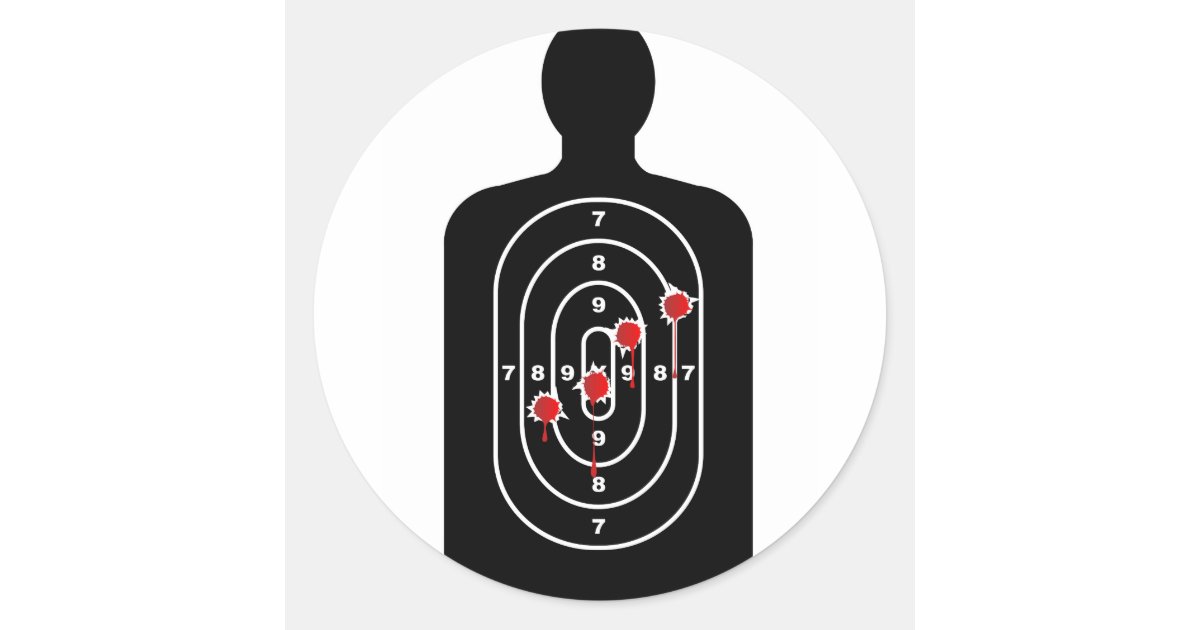 Human Shape Target With Bullet Holes Classic Round Sticker | Zazzle