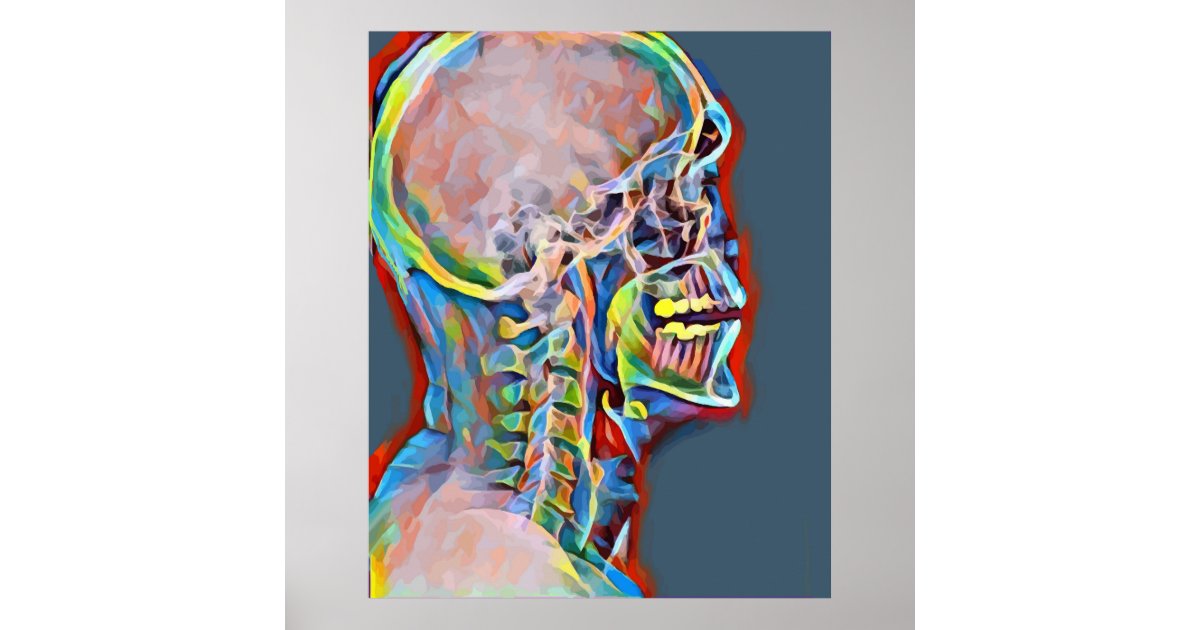 Human Skeleton Skull xray Abstract Art Poster | Zazzle