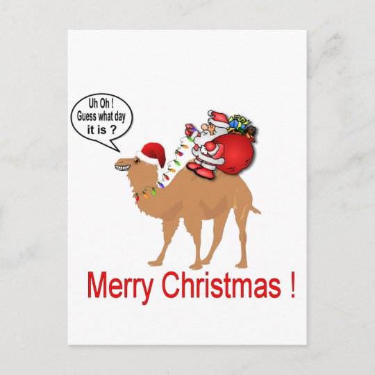 Hump Day Camel Christmas with Santa Holiday Postcard | Zazzle.co.uk
