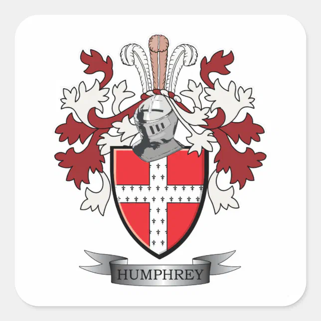Humphrey Family Crest Coat of Arms Square Sticker | Zazzle