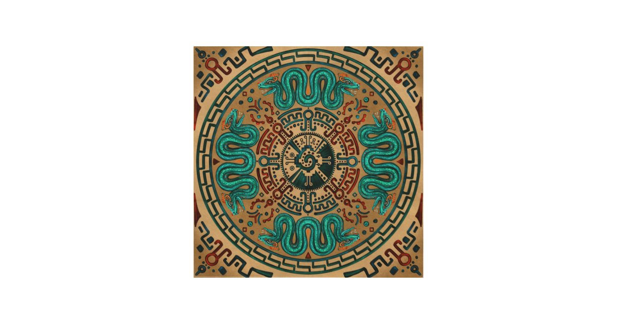 Hunab Ku with double headed serpent -colour Wood Wall Art | Zazzle