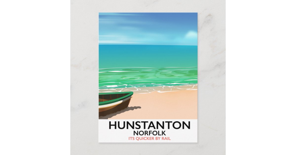 Hunstanton Norfolk Beach travel poster Postcard | Zazzle