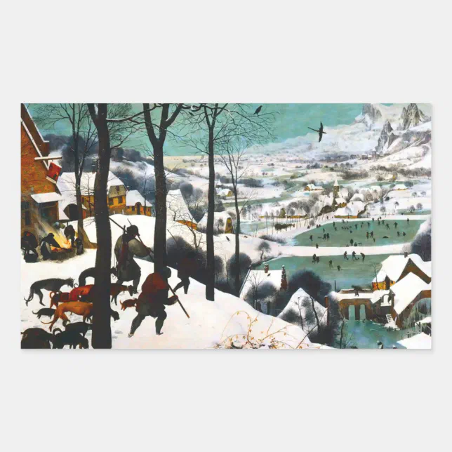 Hunters in the Snow Landscape Pieter Bruegel Rectangular Sticker | Zazzle