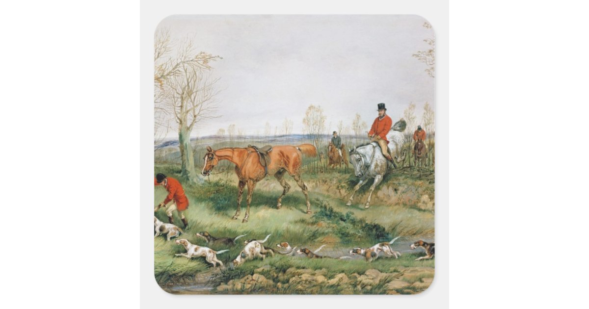 Hunting Scene Square Sticker | Zazzle