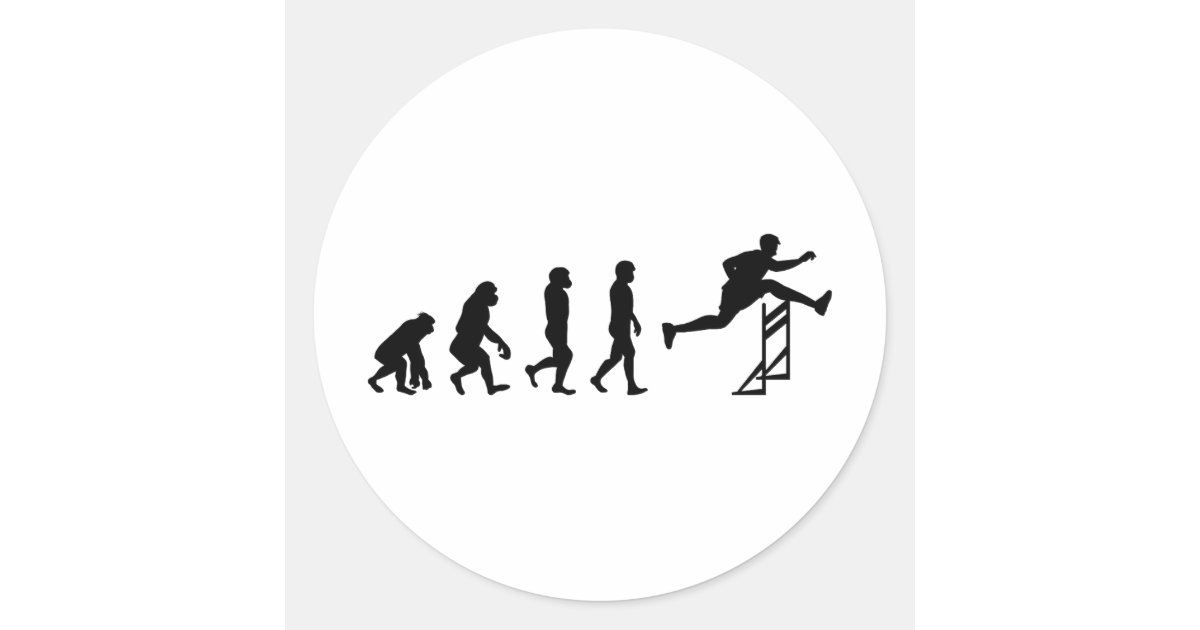 Hurdles Hurdling Hurdler Running Runner Evolution Classic Round Sticker ...