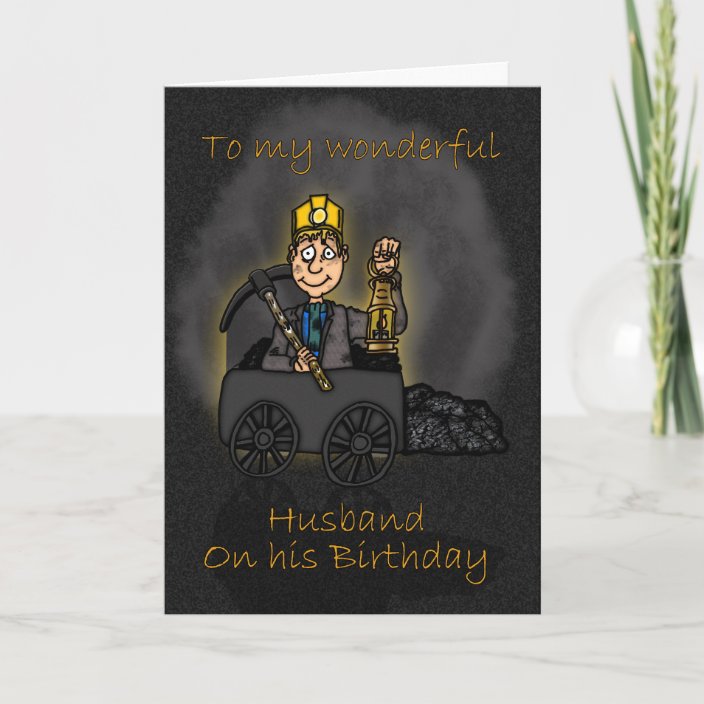 Husband Birthday Card - Coal Miner Cartoon | Zazzle.co.uk