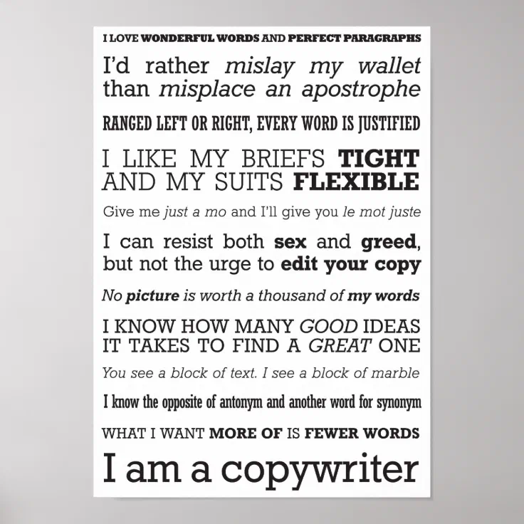 'I am a copywriter' poster | Zazzle