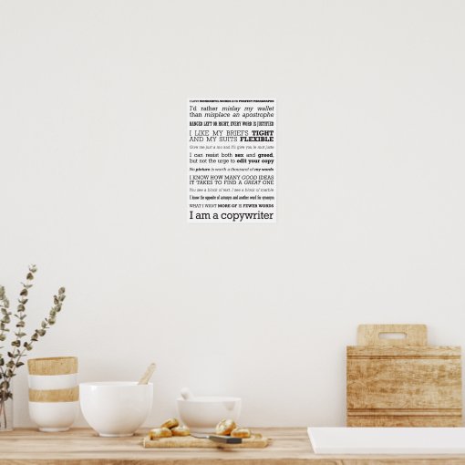 'I am a copywriter' poster | Zazzle
