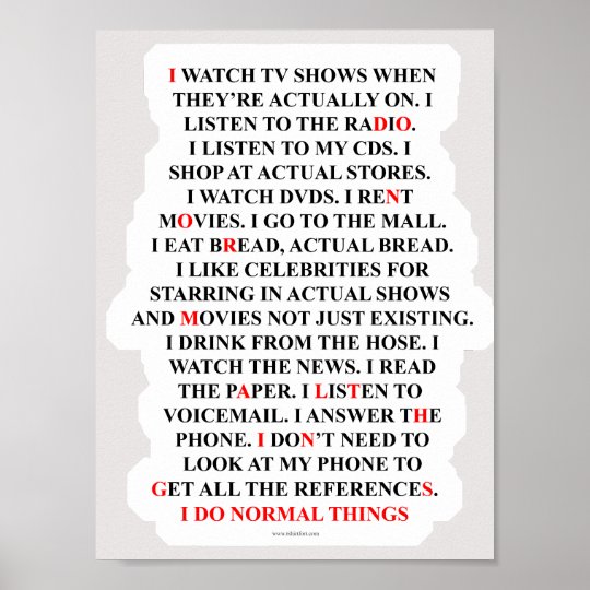 I Do Normal Things Funny List Poster | Zazzle.co.uk