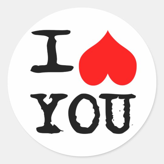 I Heart You Customisable Classic Round Sticker | Zazzle.co.uk