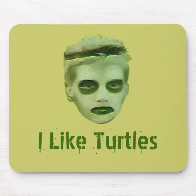 I Like Turtles Zombie Kid Mousepad | Zazzle