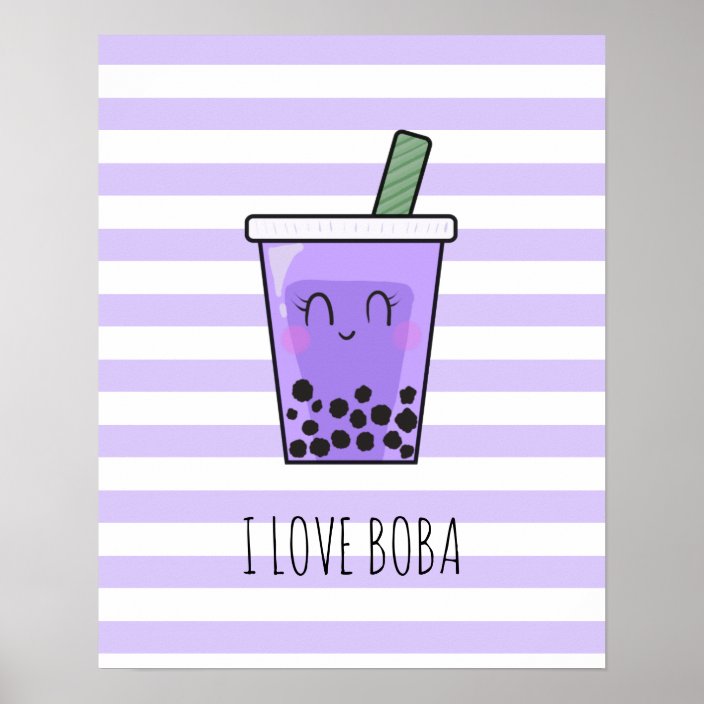 I Love Boba Kawaii Bubble Tea Taro Ube Purple Poster | Zazzle.co.uk