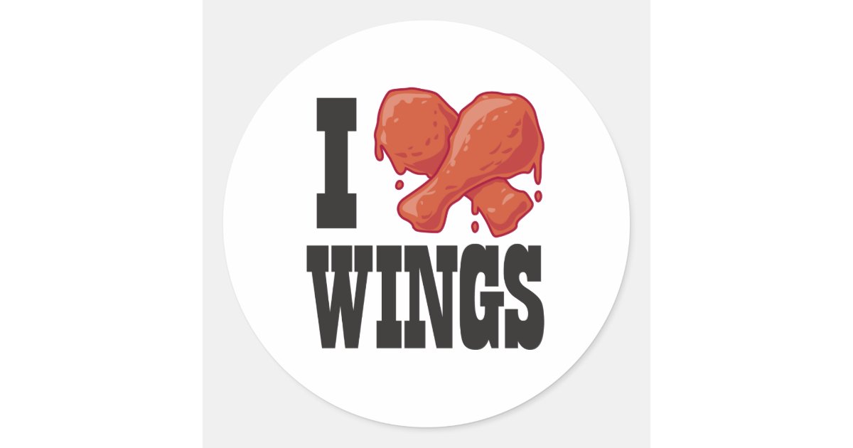 I Love Chicken Wings Classic Round Sticker | Zazzle