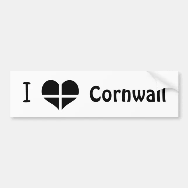 I Love Cornwall Kernow St Piran Flag Heart Design Bumper Sticker | Zazzle