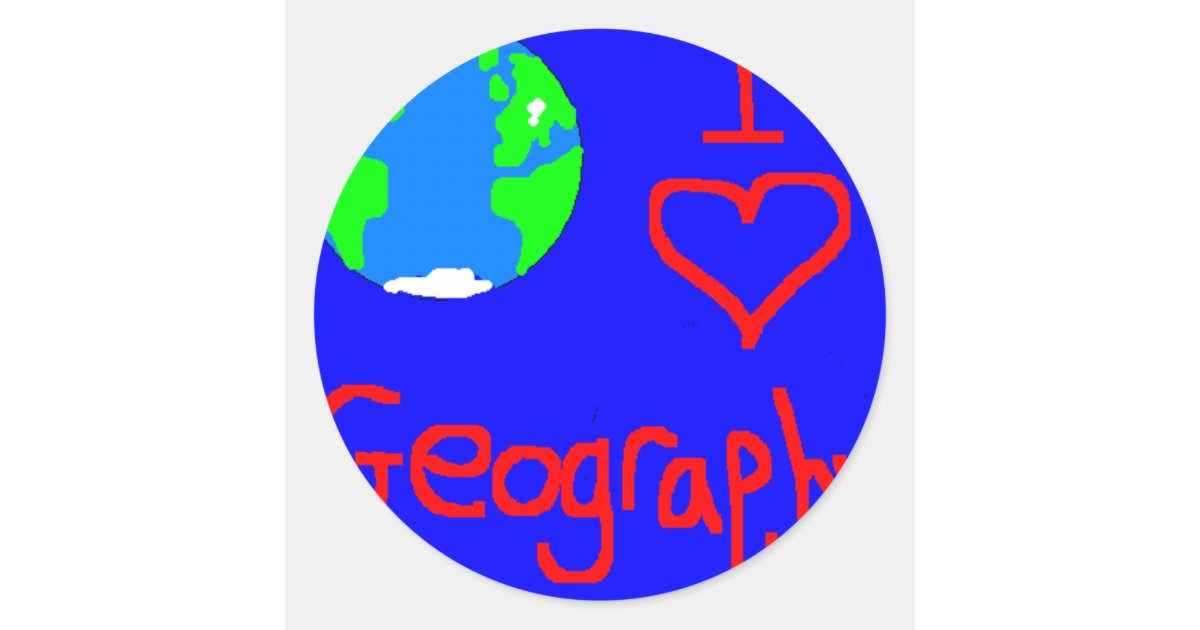 i love geography tie classic round sticker | Zazzle