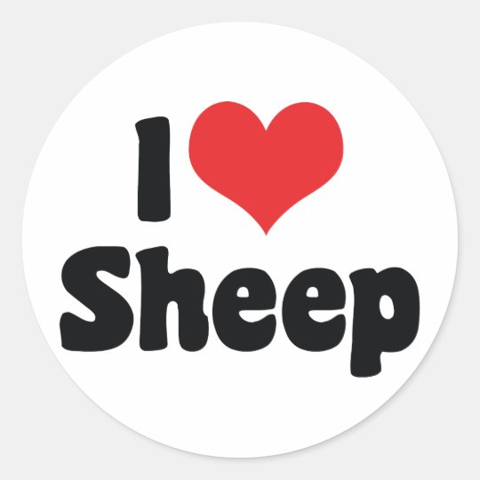 I Love Heart Sheep Classic Round Sticker | Zazzle.co.uk