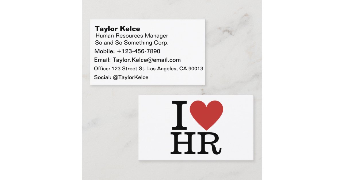 I ️ Love HR - HR Department/Staff - Business Card | Zazzle