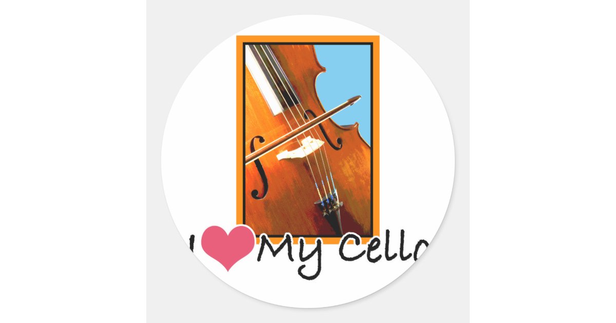 I Love My Cello Classic Round Sticker | Zazzle