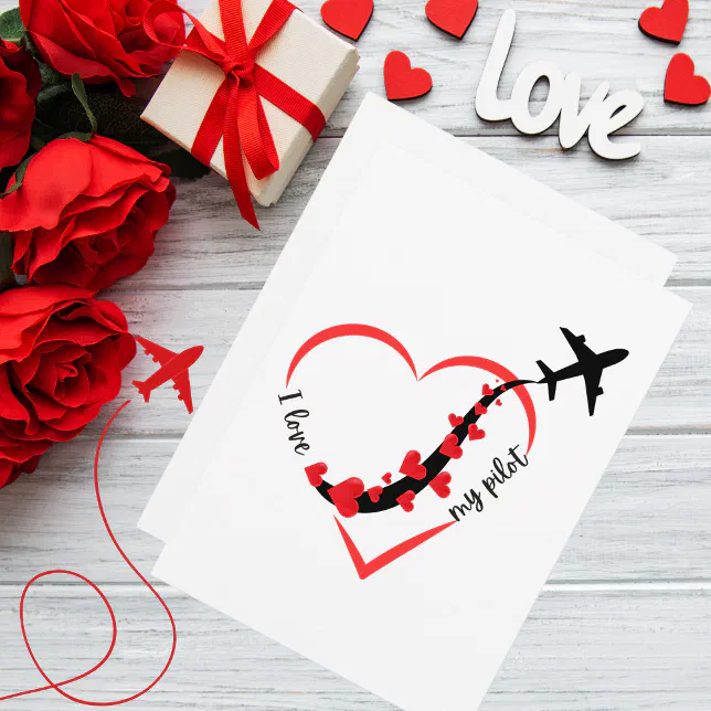 I love My Pilot Heart & Aeroplane, Birthday, Simpl Invitation | Zazzle