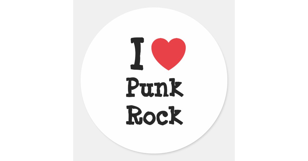 I love Punk Rock heart custom personalised Classic Round Sticker | Zazzle