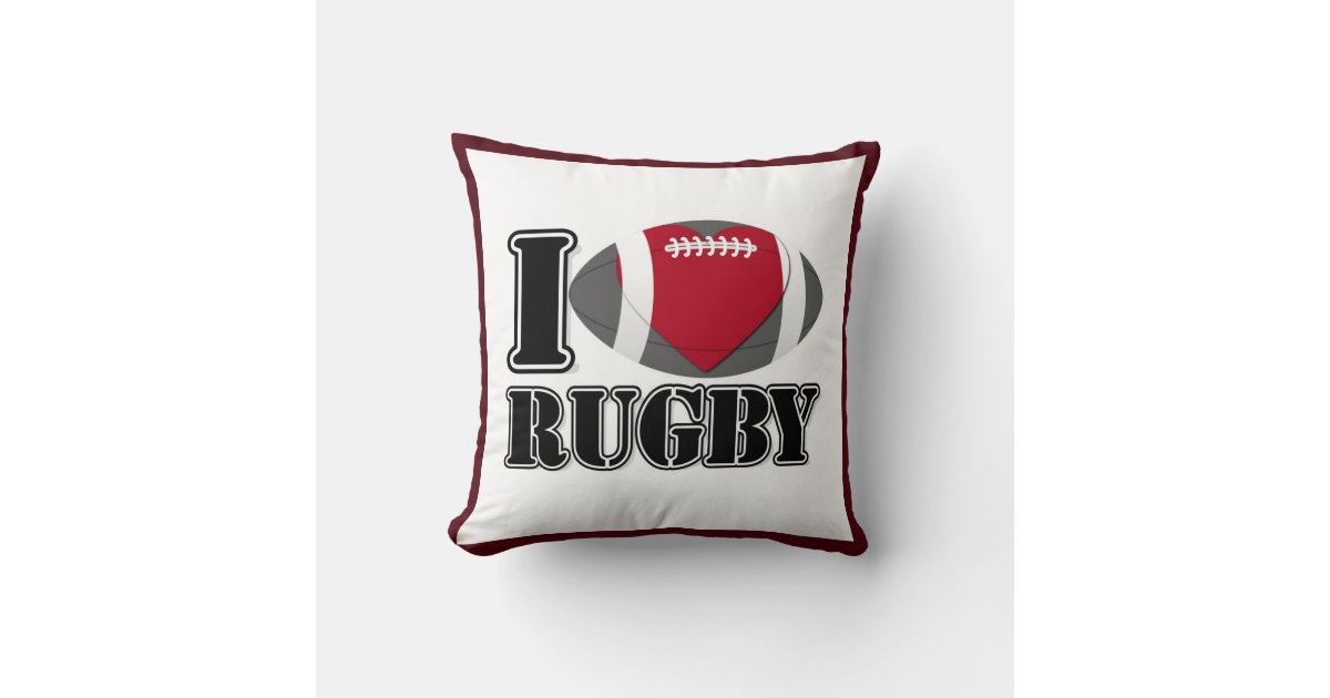 I Love Rugby Pillow | Zazzle