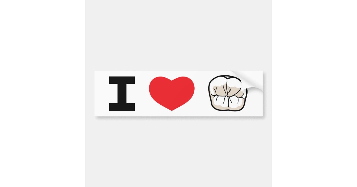 "I LOVE TEETH" Bumper Sticker | Zazzle