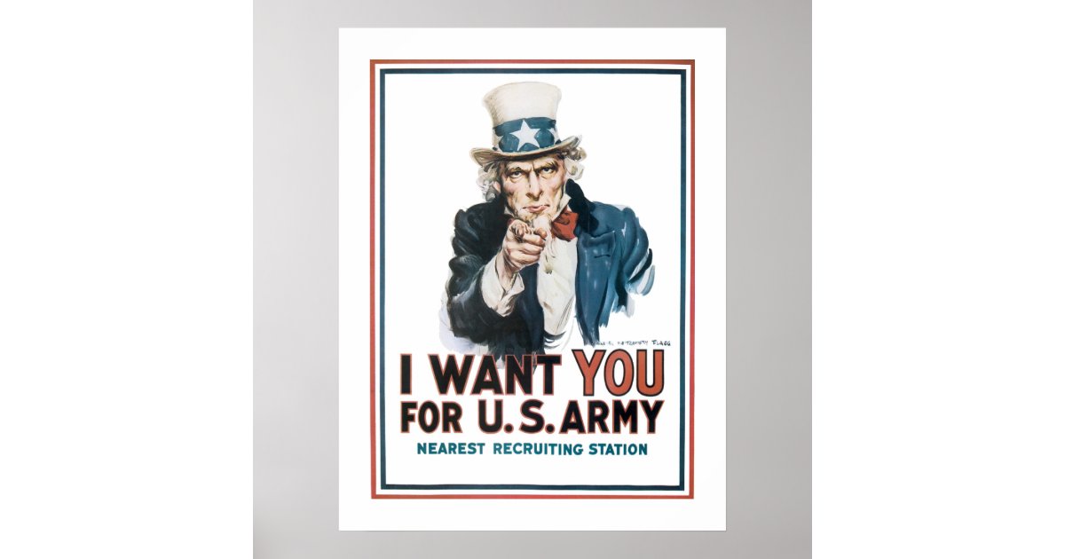 "I Want YOU" Uncle Sam (border) Poster | Zazzle