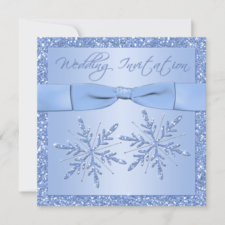 Ice Blue Snowflakes Square Wedding Invitation | Zazzle
