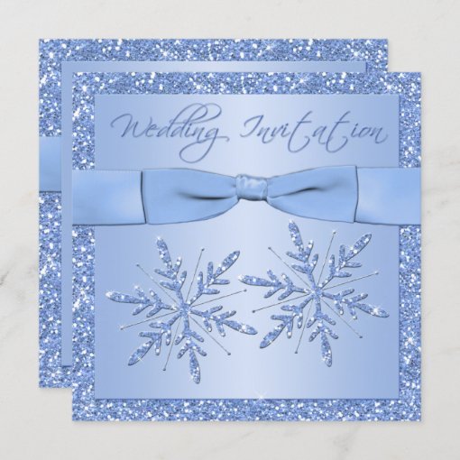 Ice Blue Snowflakes Square Wedding Invitation | Zazzle